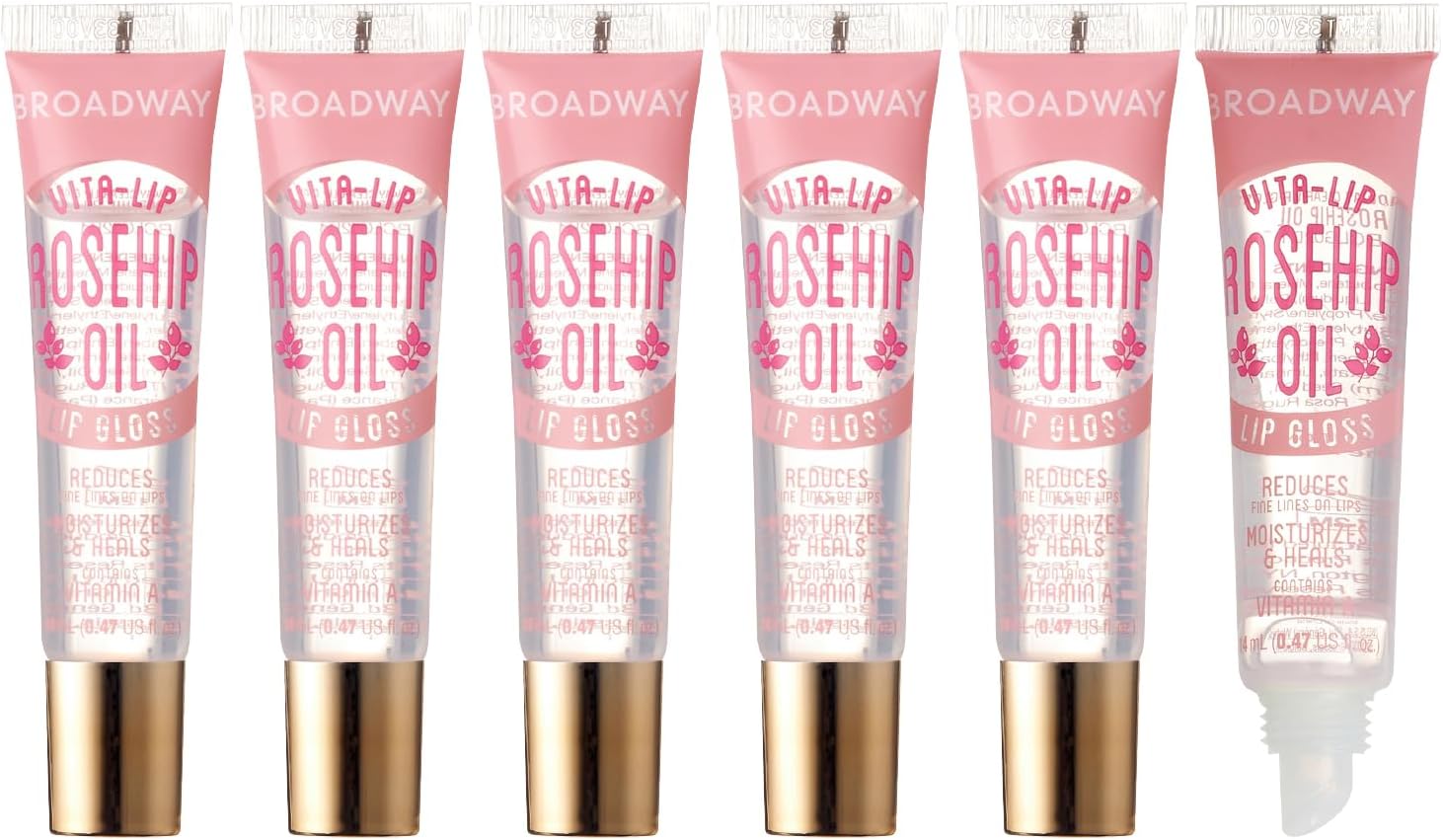 Amazon.com : Ruby Kisses Broadway Vita-Lip Clear Lip Gloss (Rosehip Oil 6 Pack), Ultra-Hydrating ...