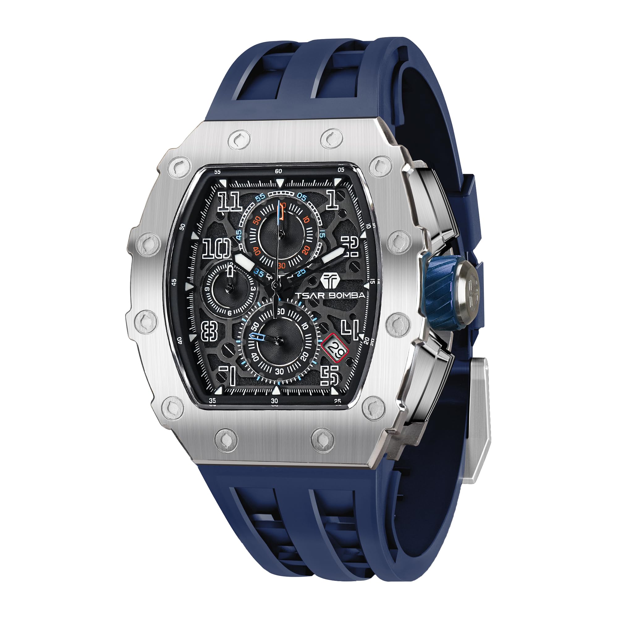Buy TSAR BOMBA Mens Watches Luxury Tonneau Watches For Men Waterproof ...