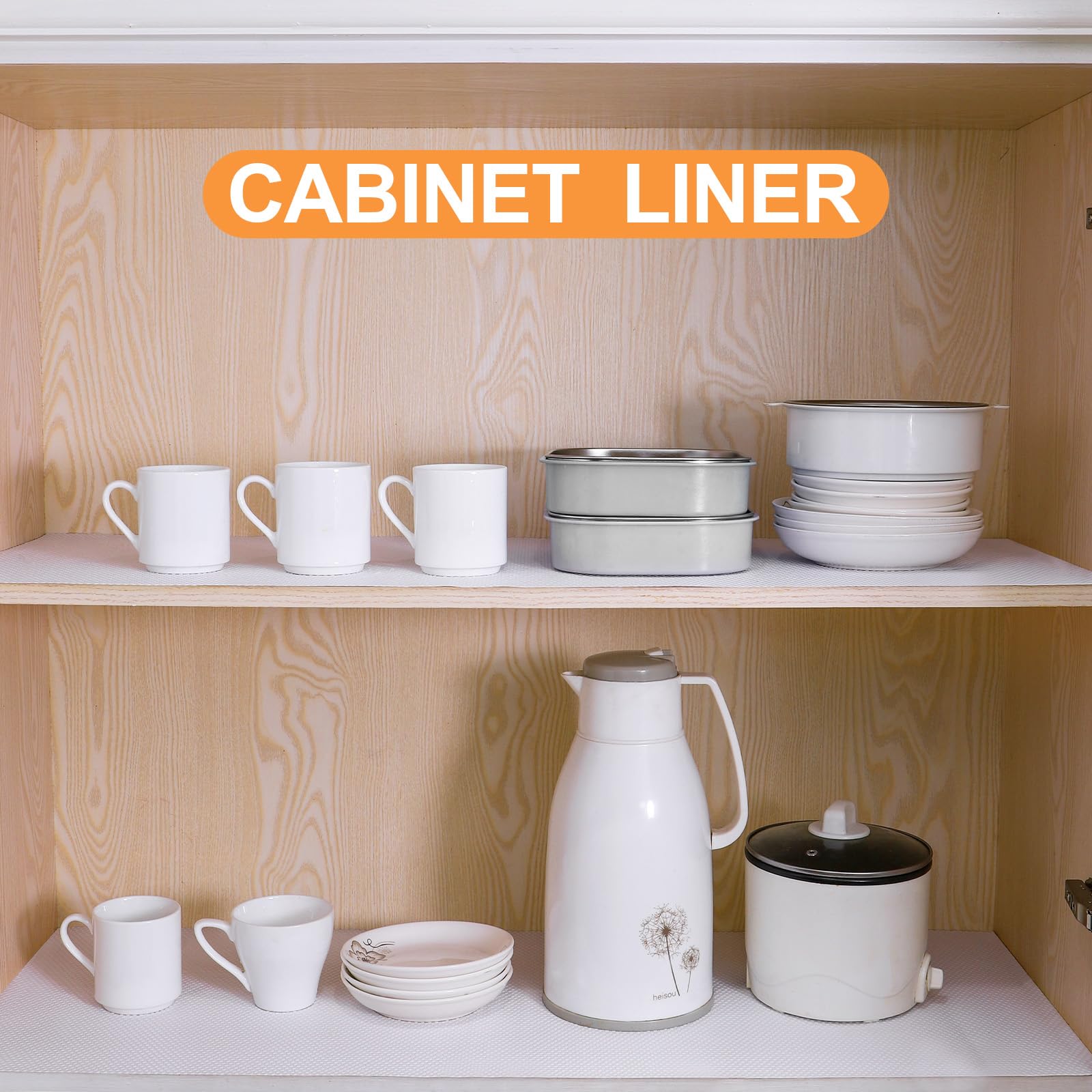 Shelf Liner for Kitchen Cabinets 11 inch Wide - Easy to Cut Drawer Mat ...