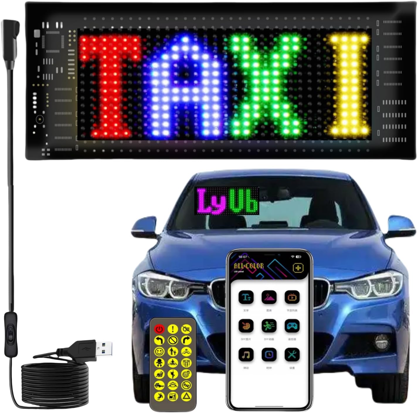 Amazon.com : LED Sign for Car with Bluetooth APP Control, Custom ...