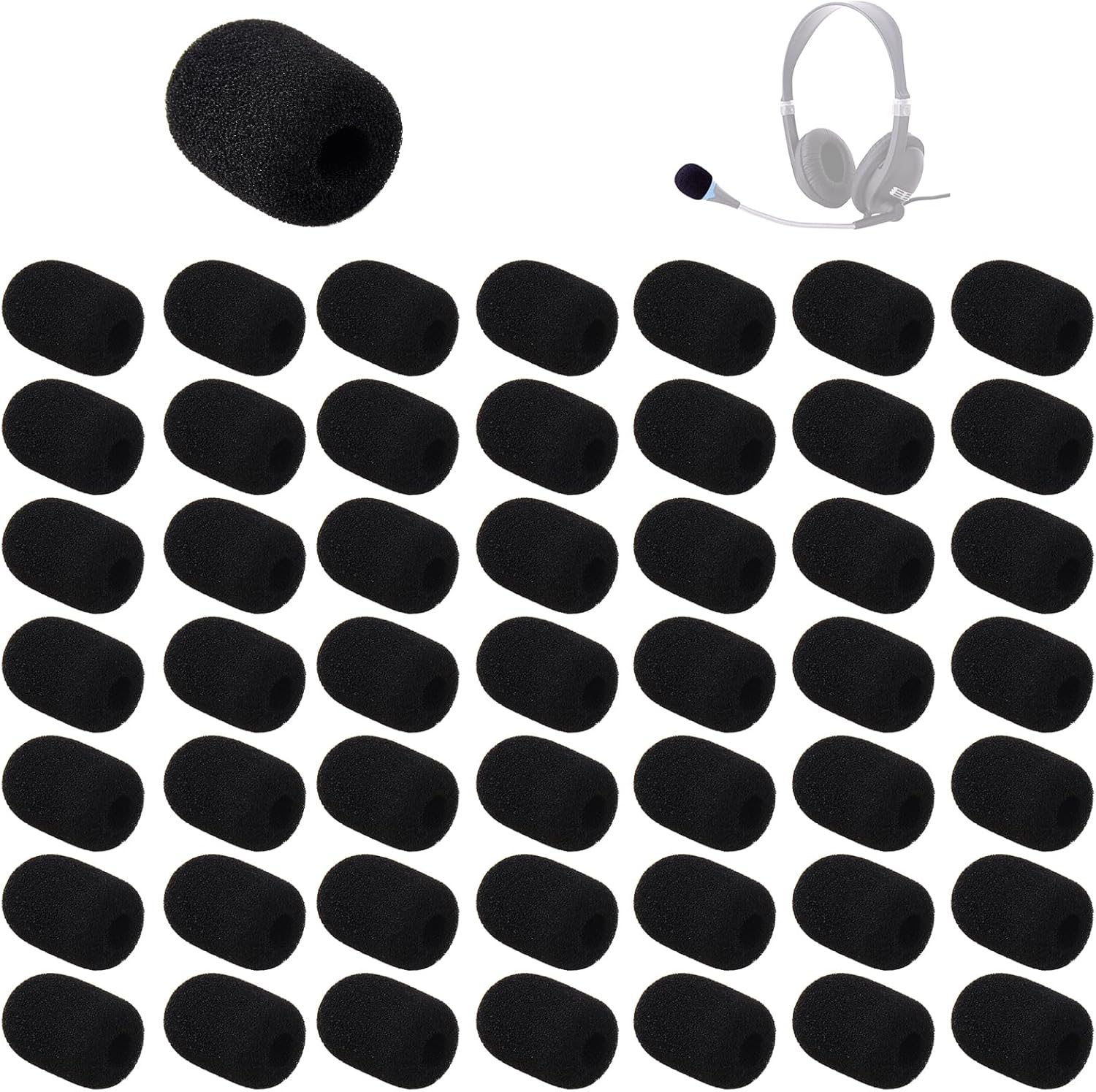 50 Pcs Mini Microphone Foam Cover Mic Foam Windscreens High Density ...