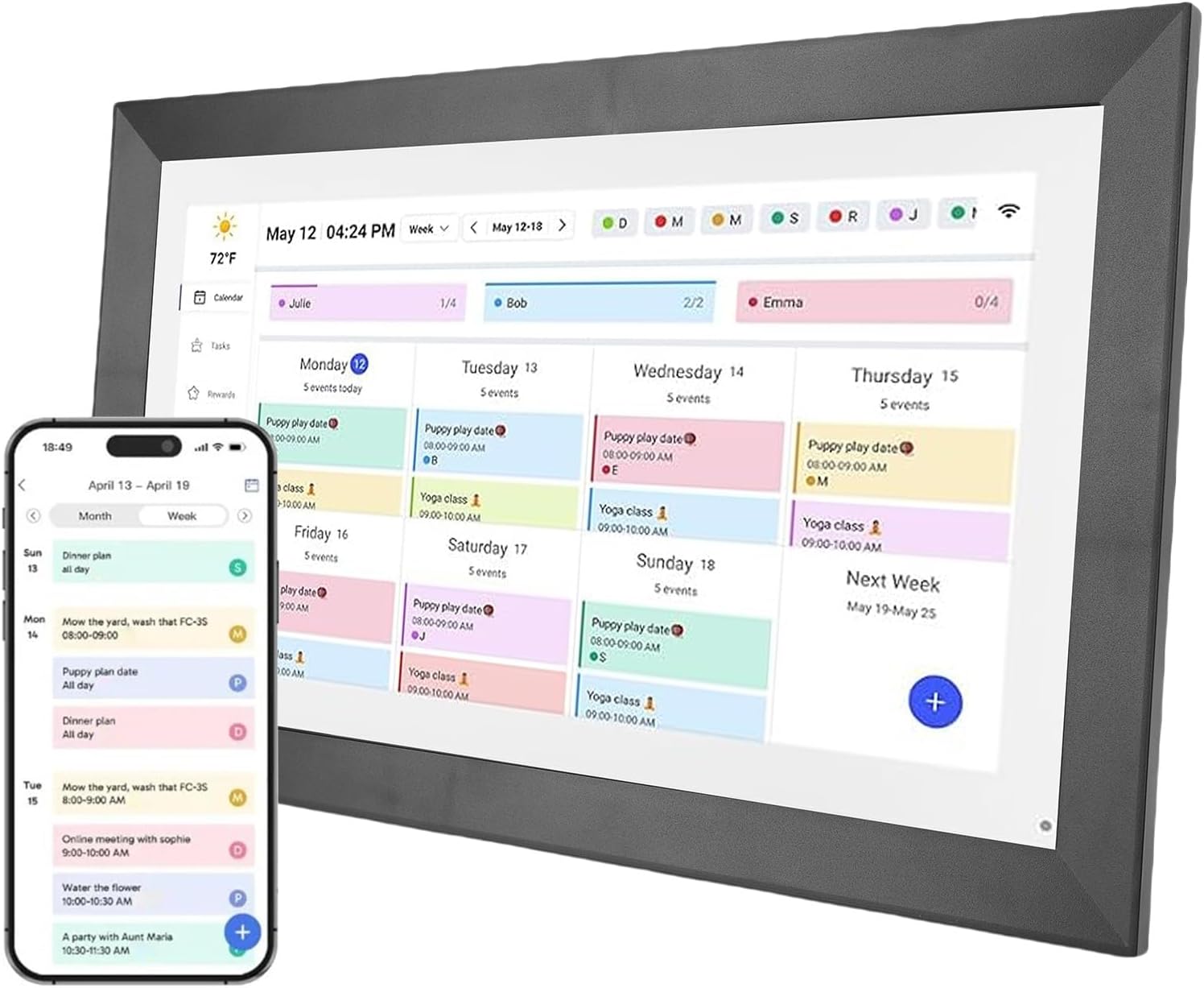 15.6 Inch Digital Picture Frame, 3 In 1 Photo Frame Calendar Art ...