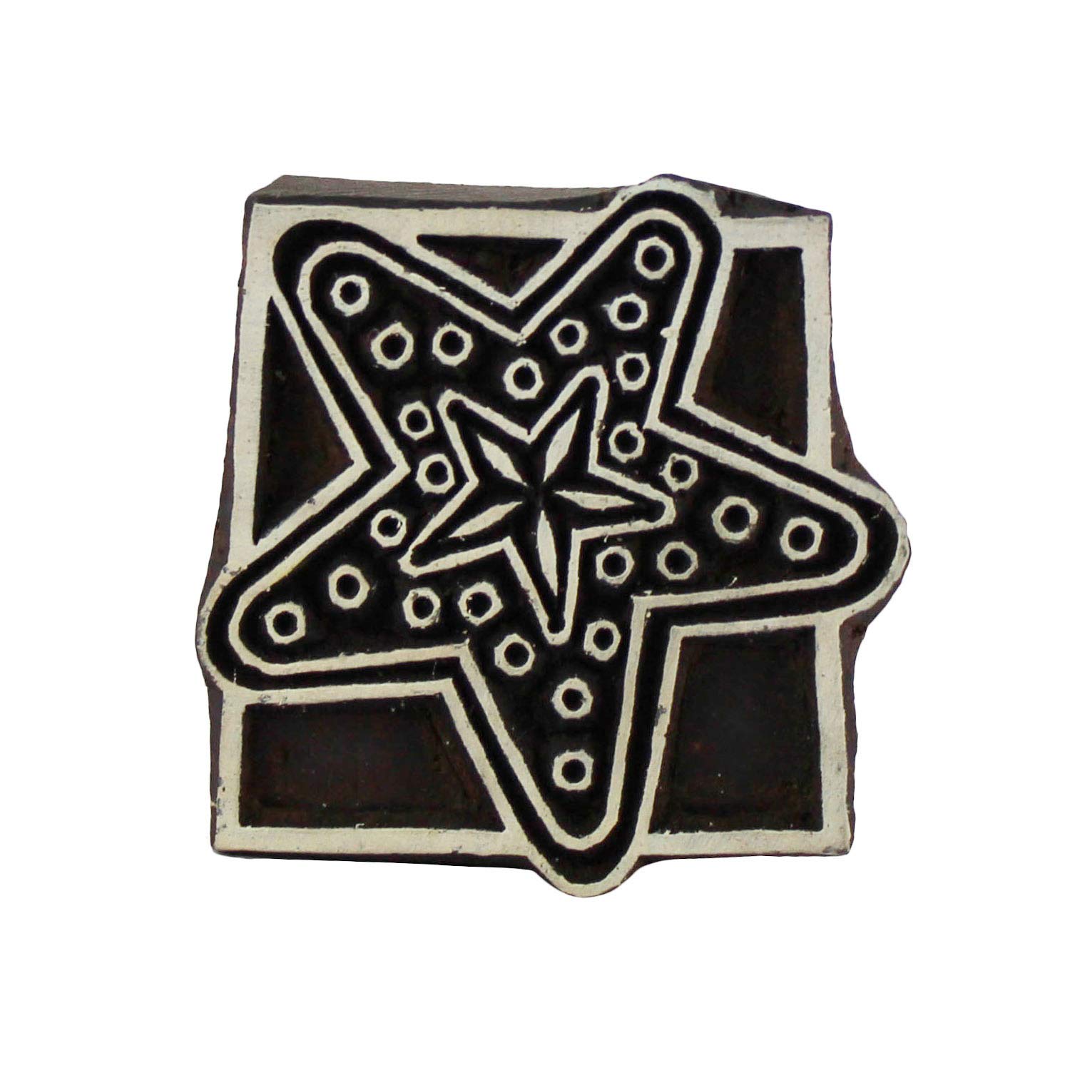 Amazon.com: Starfish in Square Motif Printing Blocks Wooden Stamps ...