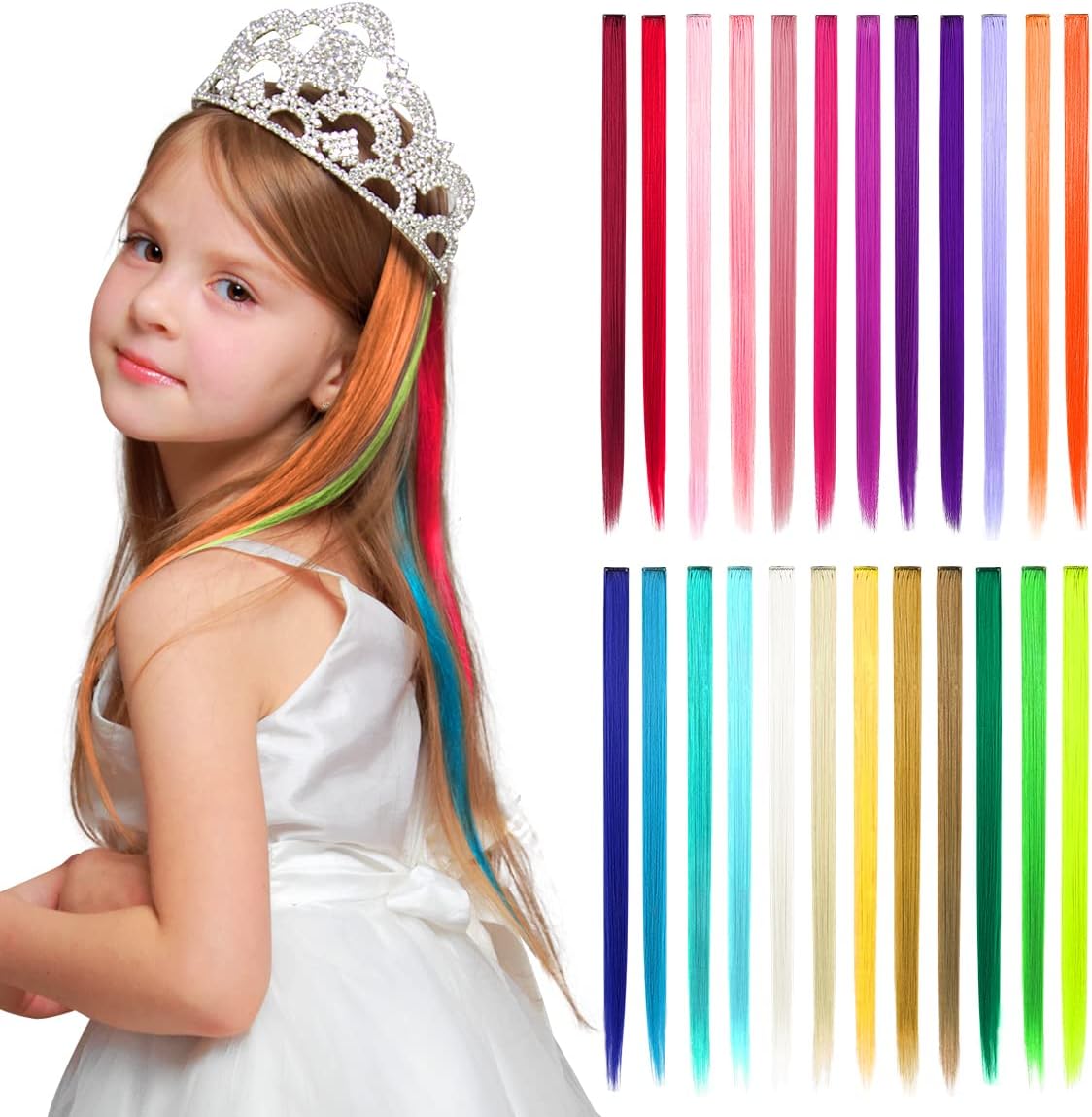 Dreamlover Coloured Hair Extensions for Kids, Clip in Hair Extensions ...
