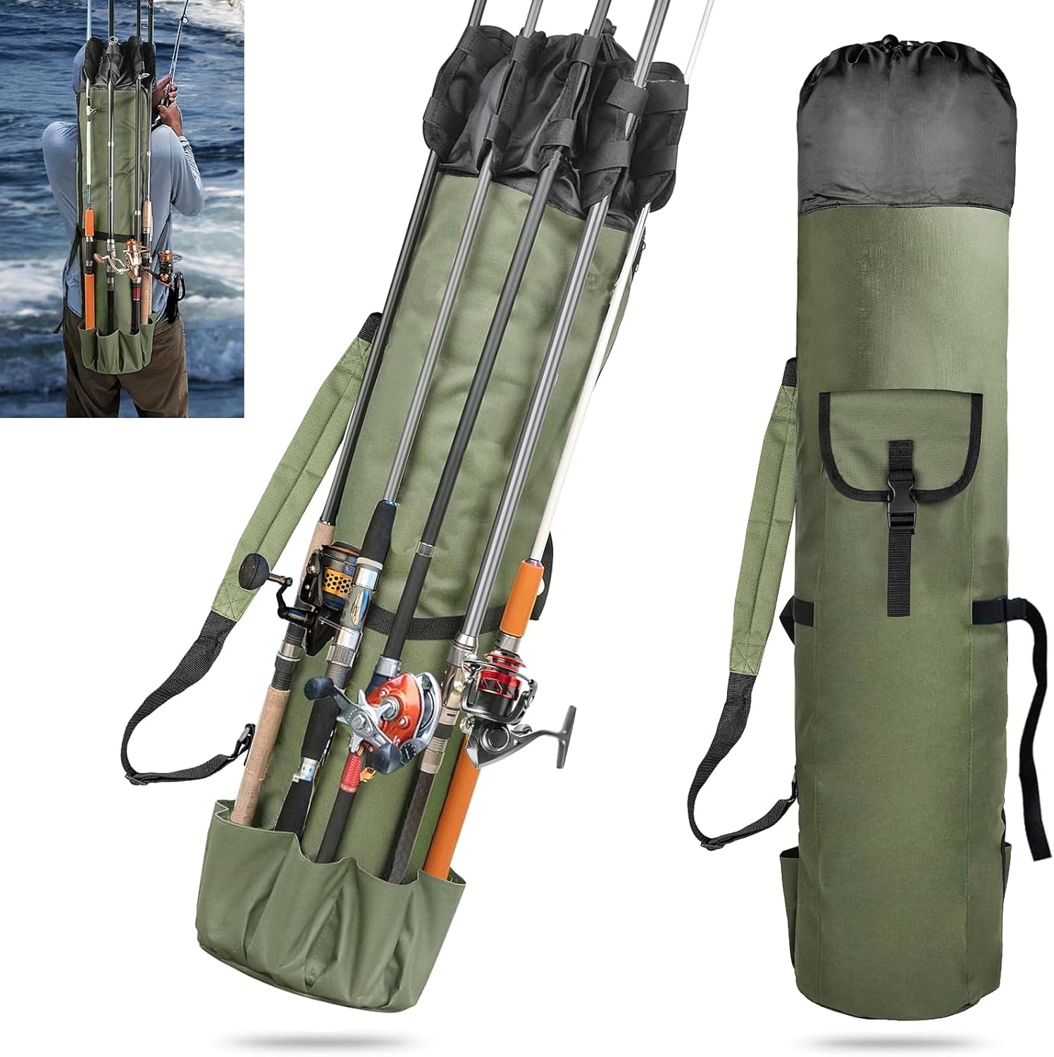 Amazon.com: ReeMoo Fishing Rod Bag Fishing Rod Case Portable foldable ...