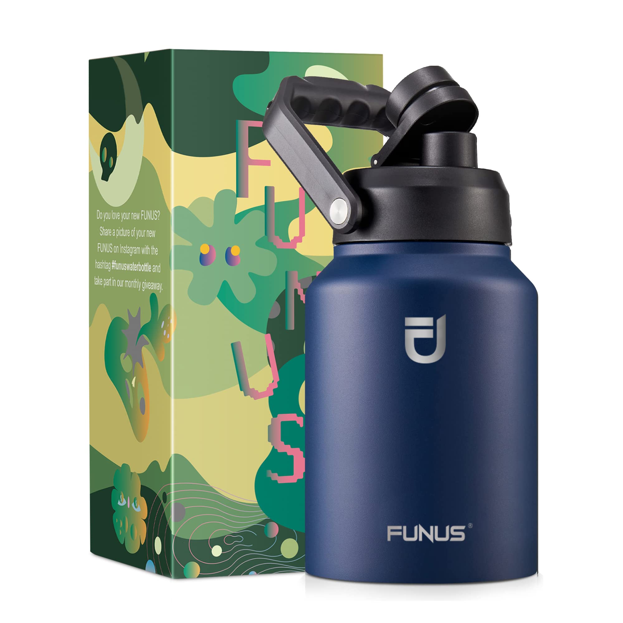 Amazon.com: FUNUS 64oz Insulated Water Bottle With Handle Spout Lid ...