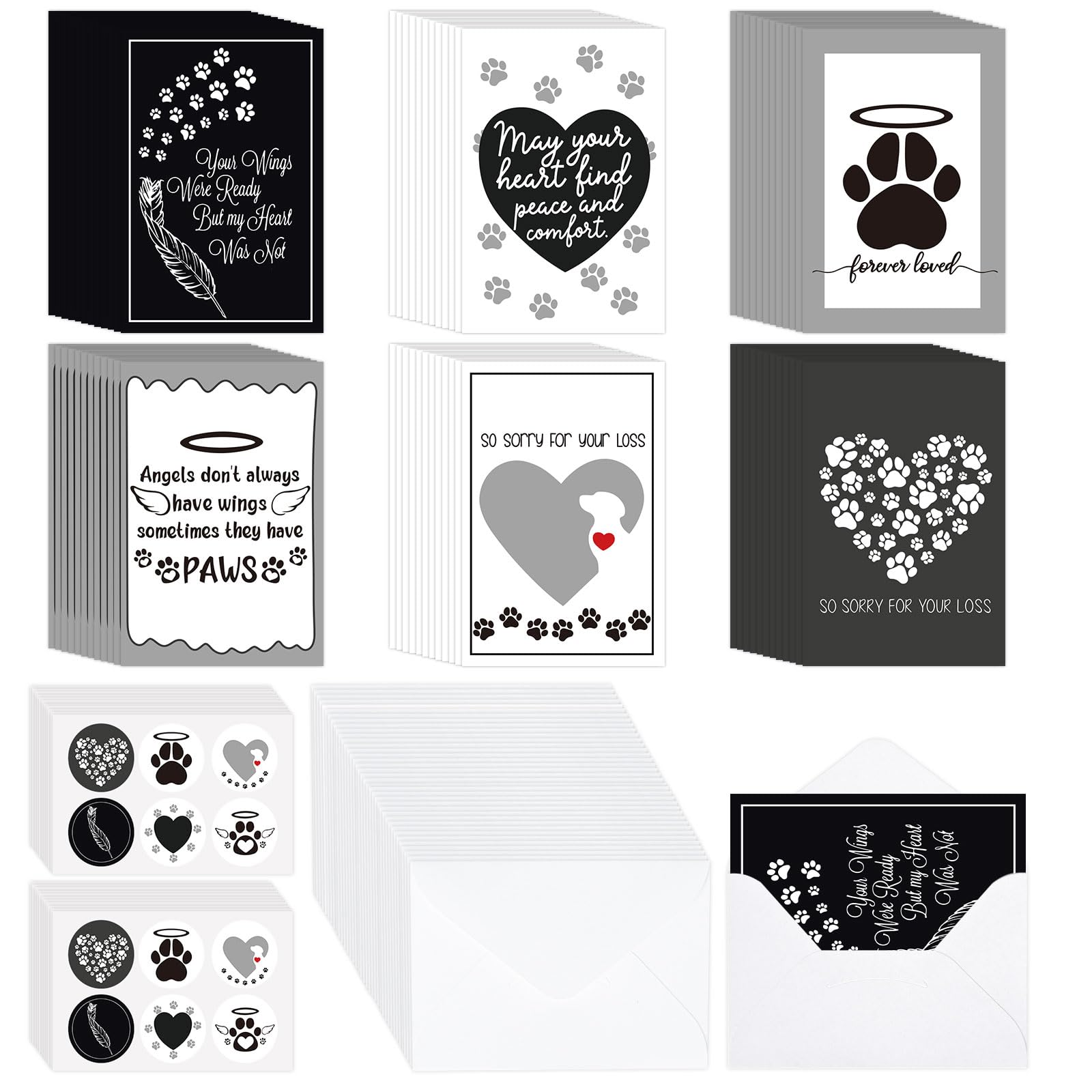 Amazon.com : Whaline 24 Packs Loss of Pet Sympathy Cards with Envelopes ...