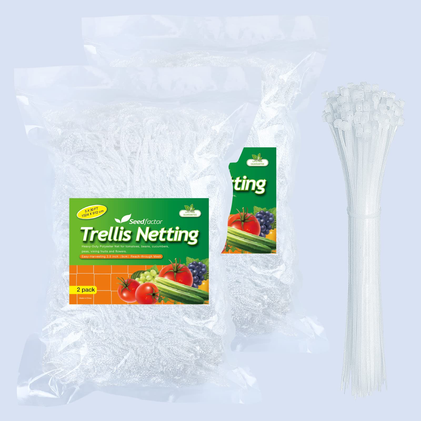Seedfactor 5 x 30 ft. Plant Trellis Netting, Heavy-Duty Polyester Grow ...