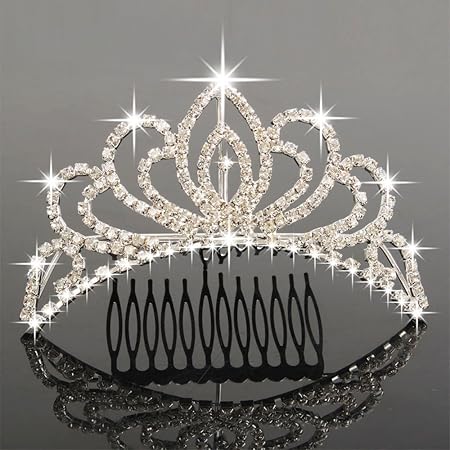 Amazon.com : Lovelyshop Mini Heart Rhinestone Tiara for Wedding Bride ...