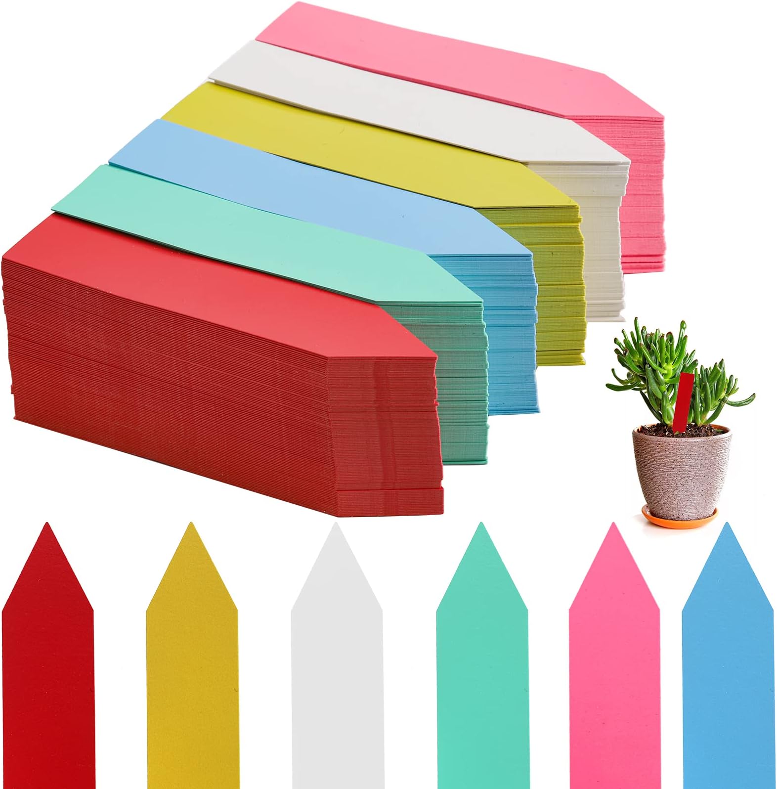 Amazon.com: 300 Pcs Plastic Plant Nursery Garden Labels 6 Colors 4 Inch ...