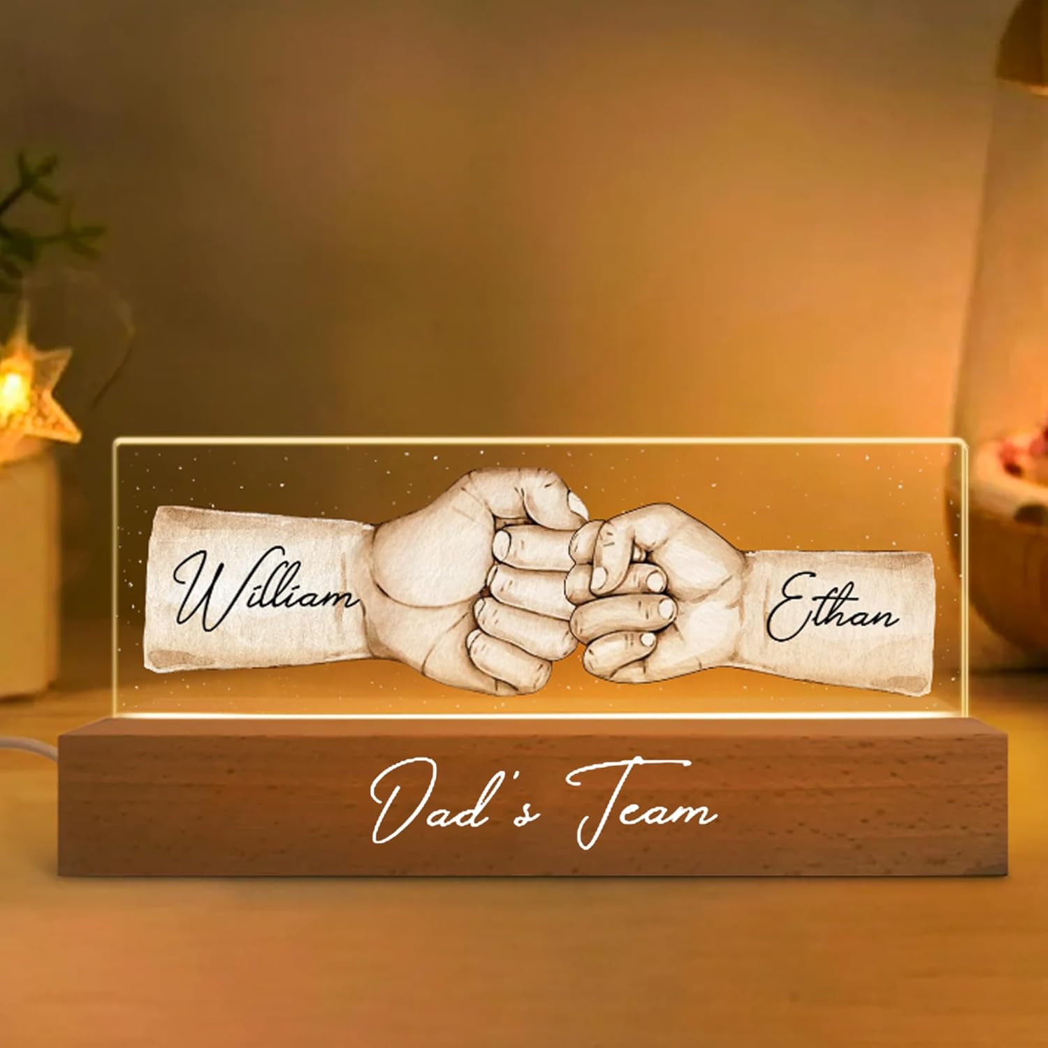 Amazon.com: FAMITRENDZ Personalized Dad's Team Fist Bump Acrylic LED ...