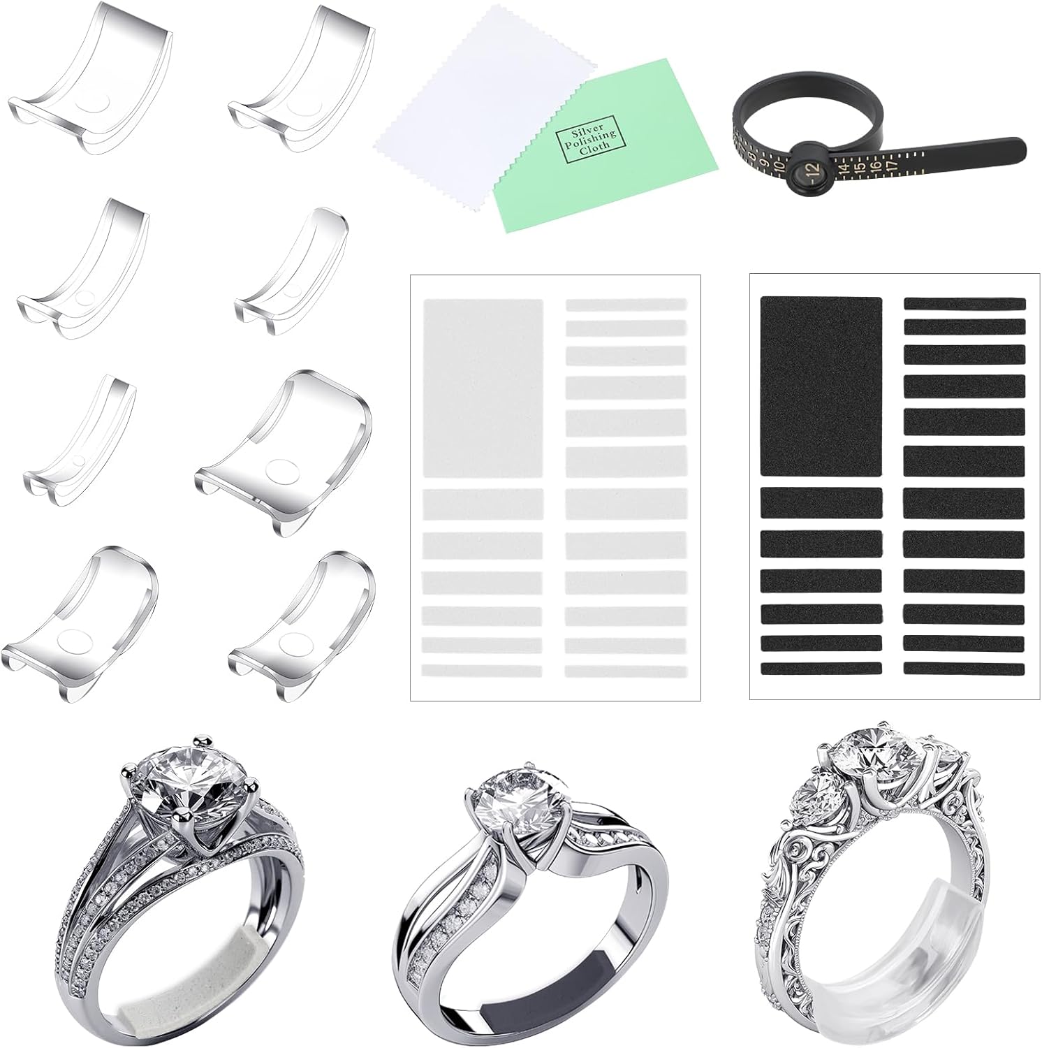 Amazon.com: Dimeho 12 Pcs Rings Sizer Adjuster Set Plug-in Invisible ...