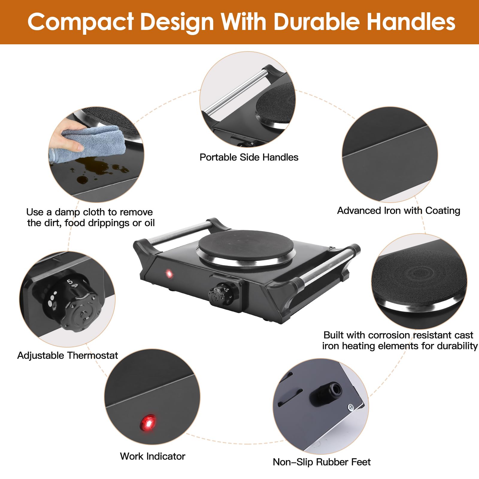 Snapklik.com : 1000W Single Hot Plates, Electric Countertop Burners For ...