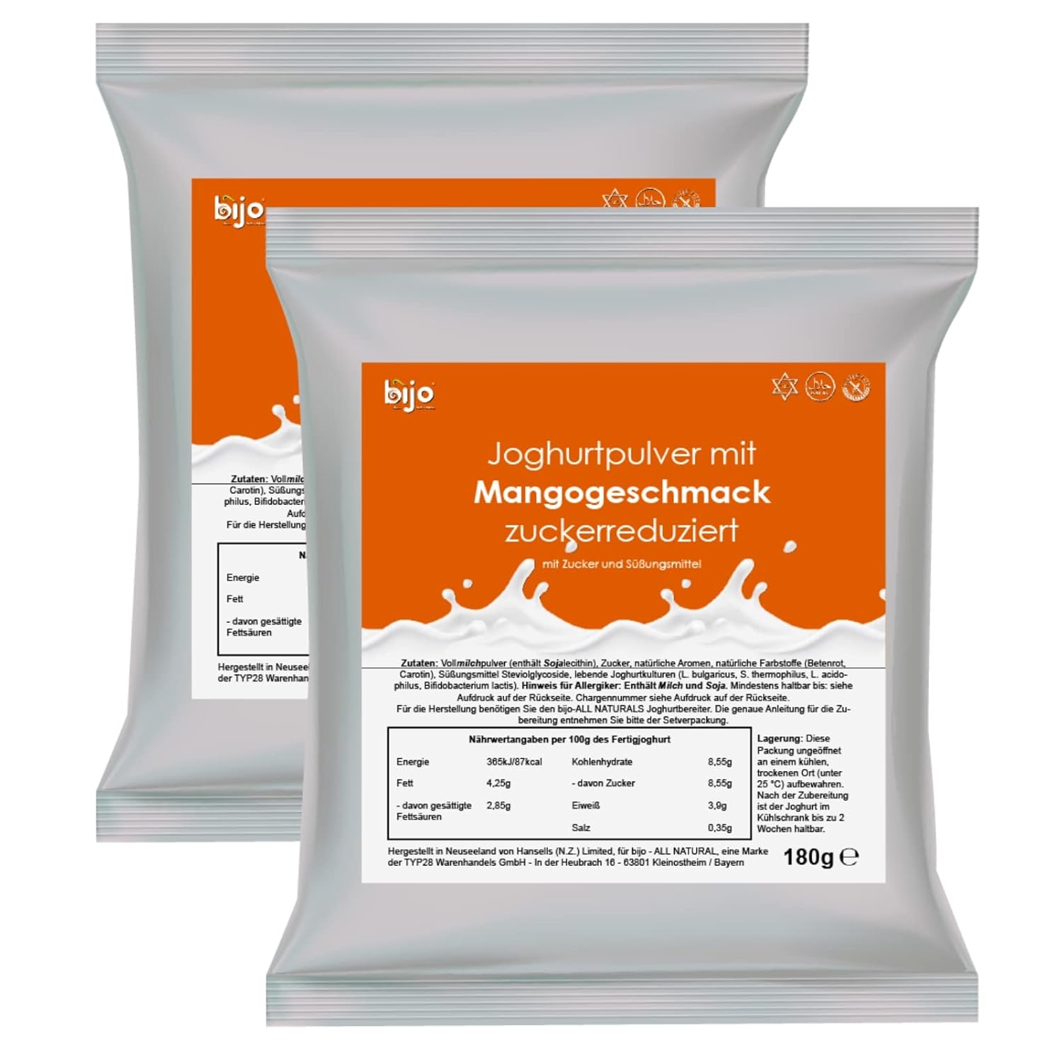 bijo Joghurtpulver mit Geschmack 2er Set - Mango zuckerreduziert ...