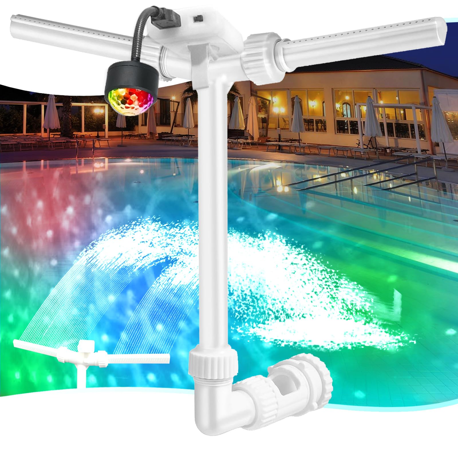 Solar Pond Fountain Solar Pool Fountain With 7-Color LED Lights ...