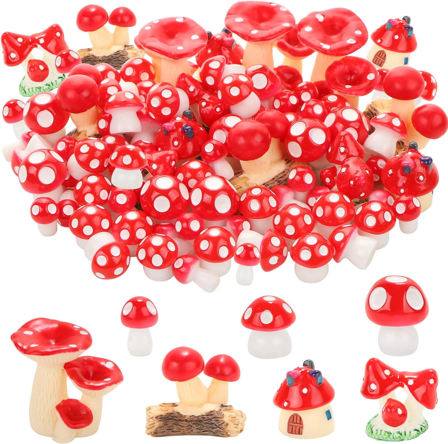 Amazon.com: MIKIMIQI 75 Pcs Mini Mushrooms Frogs Figurines Miniature ...