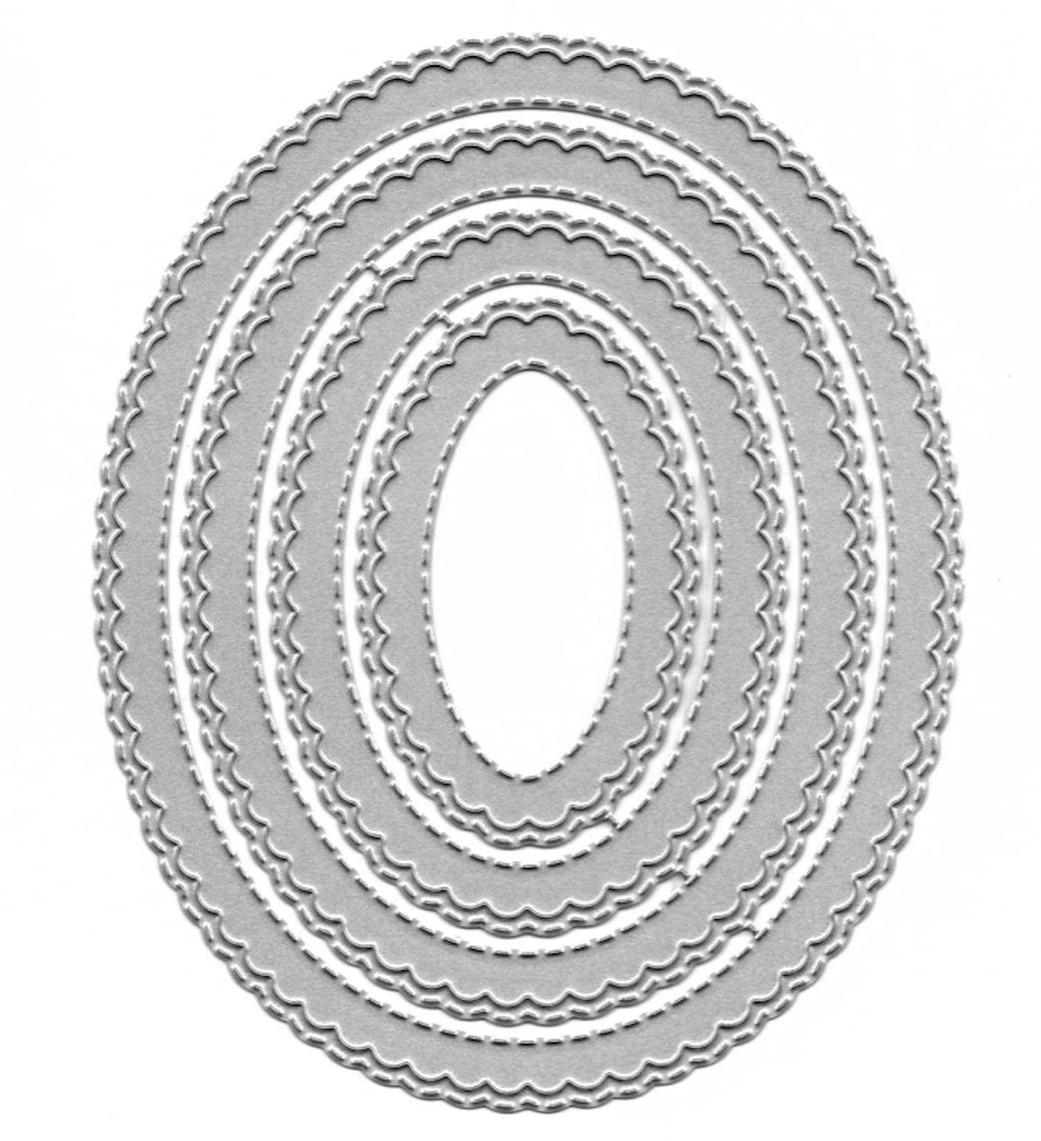 Snapklik.com : Alinacutle 4/PK-Oval, Scallop Border Nesting Frame Die Cut, Card Background Metal ...