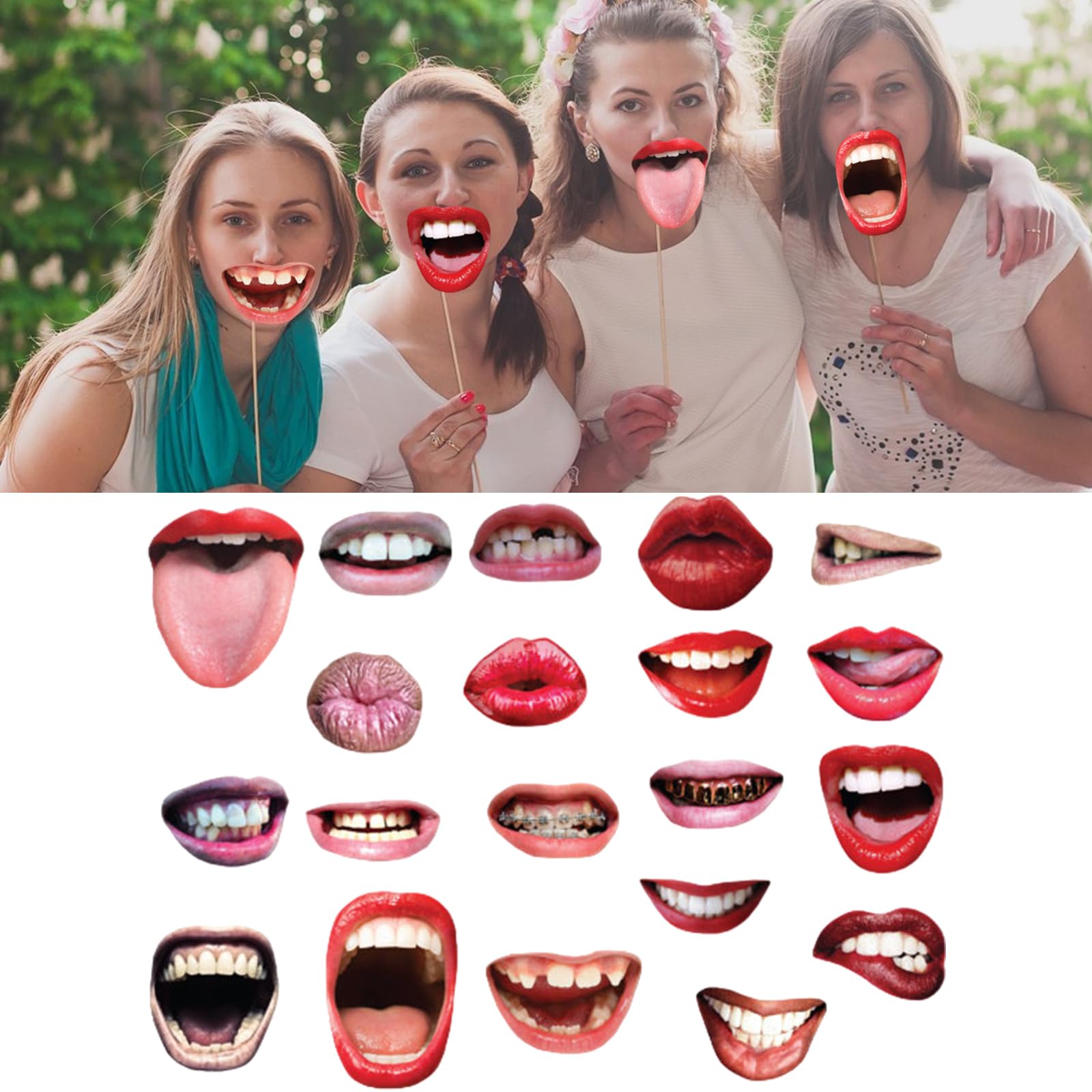 Amazon.com: 20 Pcs Funny Lip Mouth Photobooth Props Funny Mouth Selfie ...