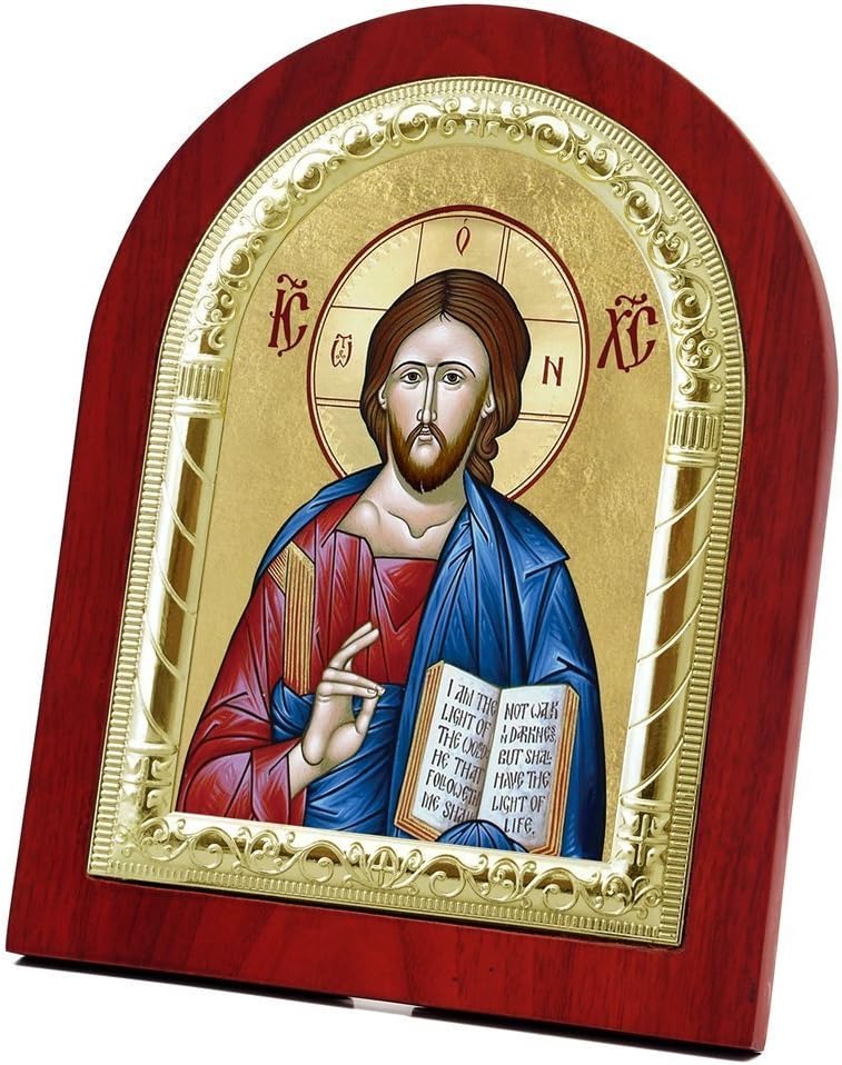 Amazon.com: FengMicon Icon of Jesus Christ Wooden Back with Metal Trim ...