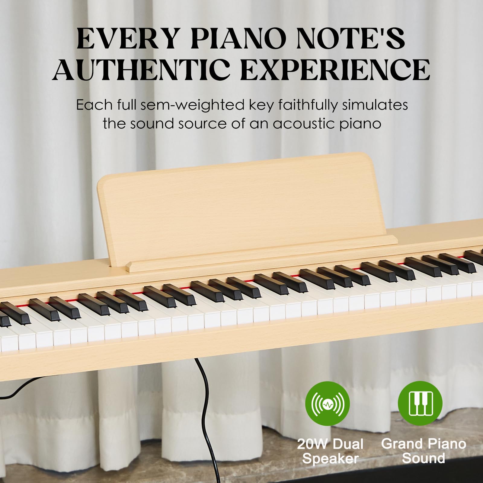 Snapklik.com : KUMENG Digital Piano 88 Key Semi Weighted Keyboard,Full ...