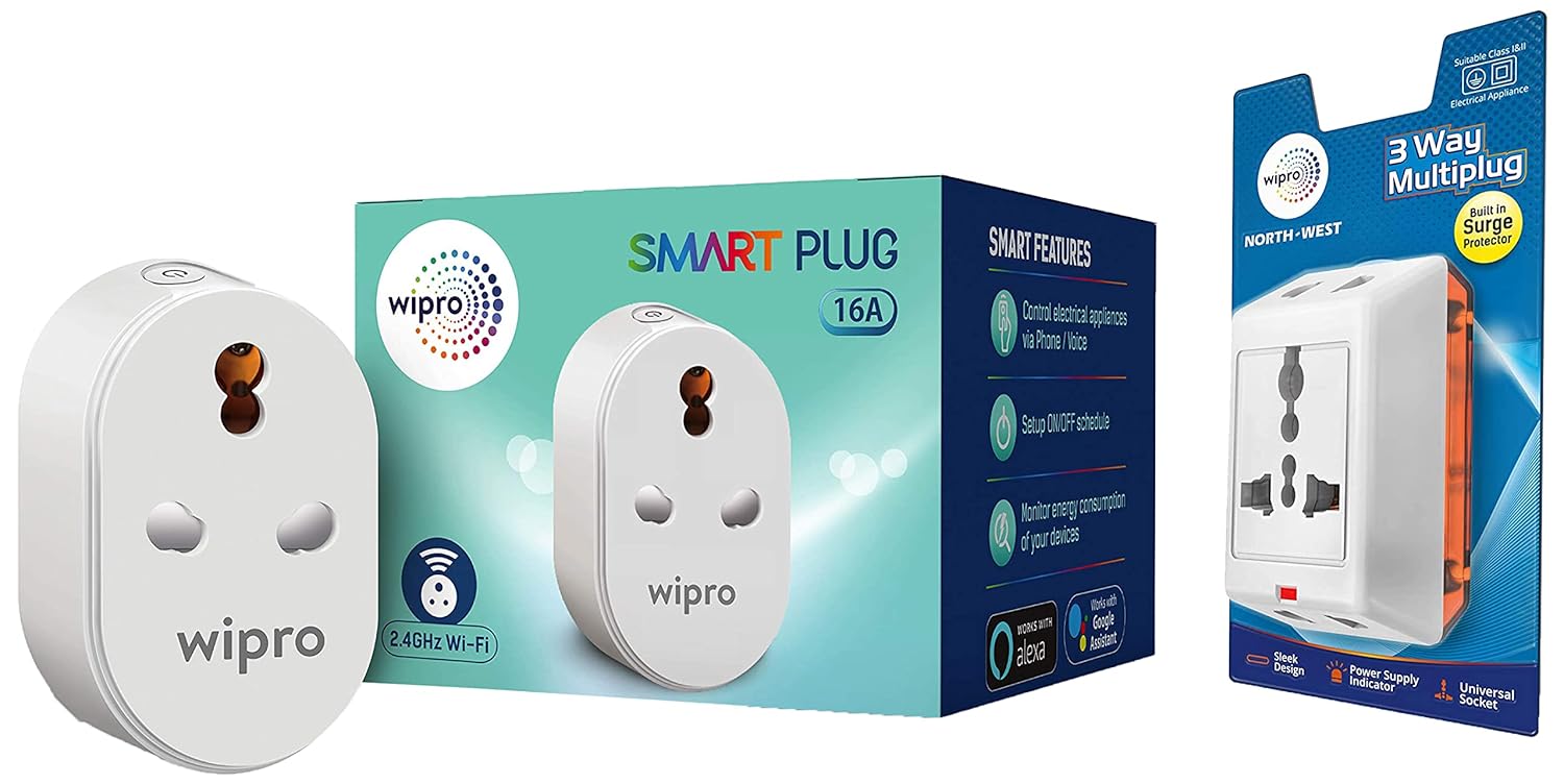 Wipro 16A Wi-Fi Smart Plug with Energy Monitoring (Compatible with ...