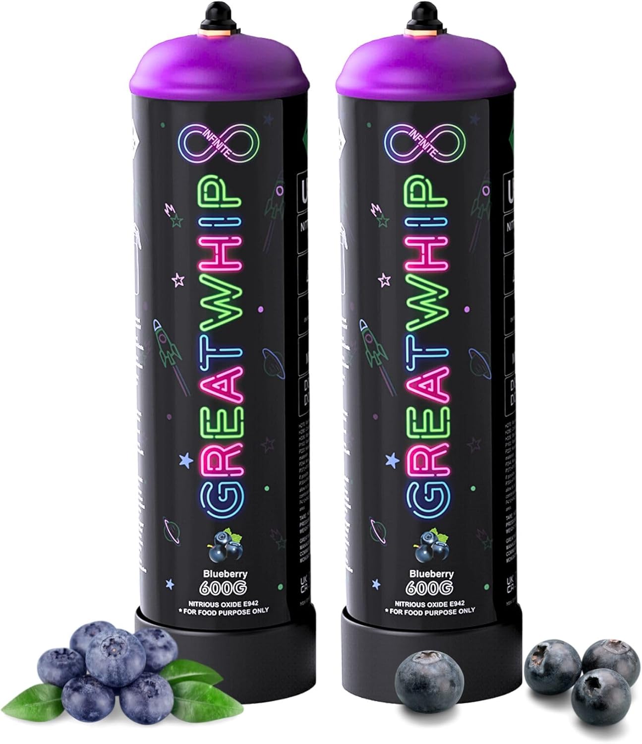Amazon.com: GreatWhip Cream Chargers 2x600g 0.95L Blueberry : Home ...