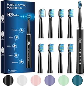 COULAX Sonic Electric Toothbrushes for Adults - Rechargeable Electric Toothbrush with 8 Duponts ...
