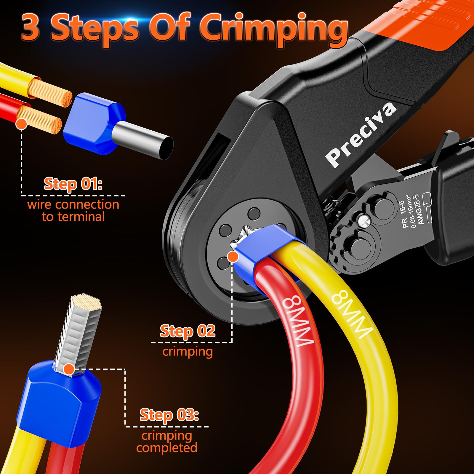 Snapklik.com : Preciva Ferrule Crimping Tool Kit - AWG 28-5 (0.08-16mm2 ...
