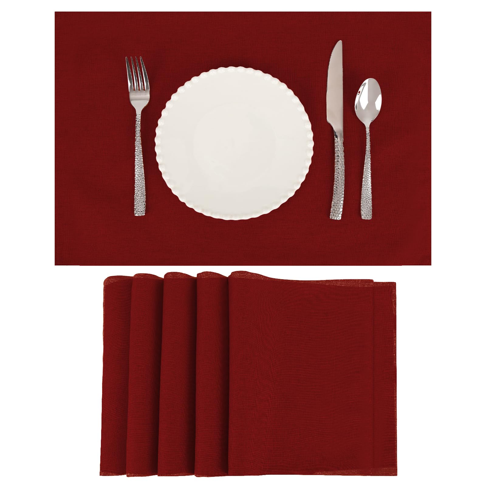 Amazon.com: AuraNestle Placemats Set of 6 Linen Type Fabric Cloth ...