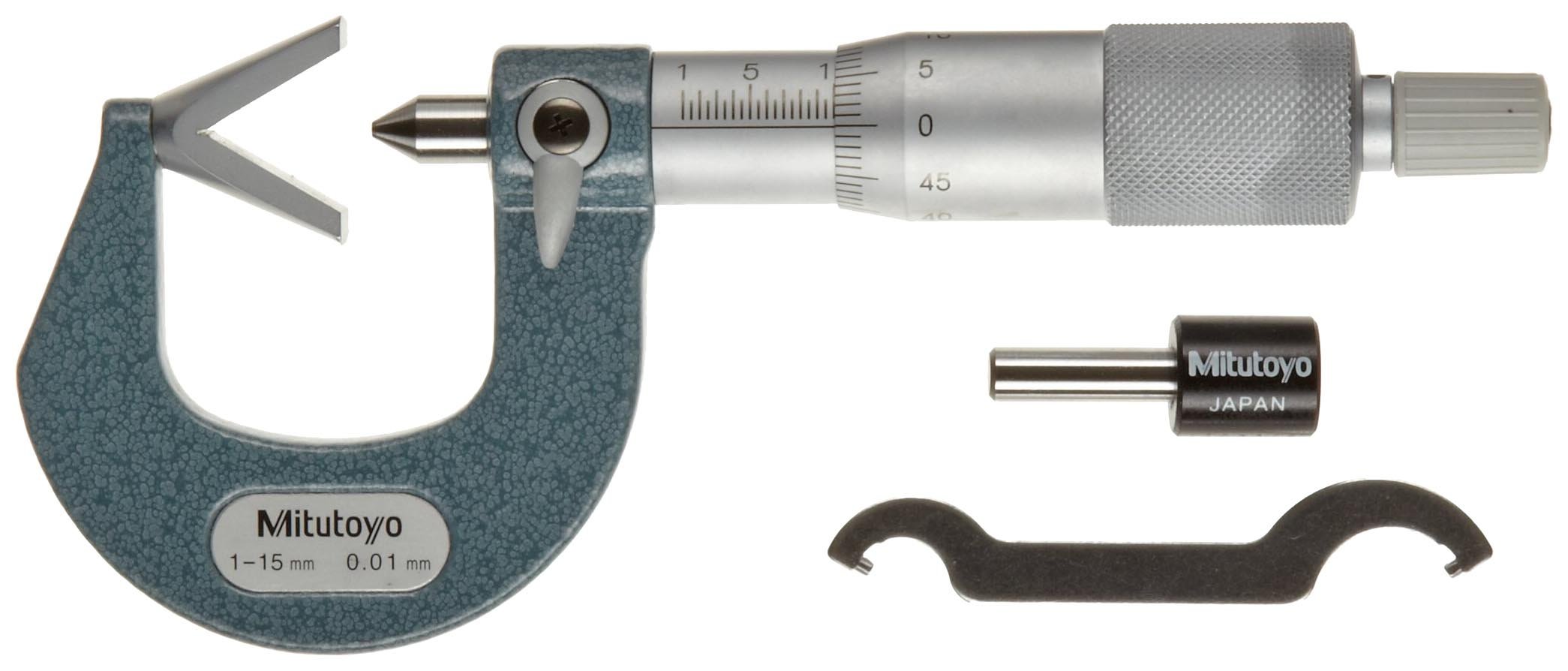 Mitutoyo 114-161 V-Anvil Micrometer for 3 Flutes Cutting Head, Ratchet ...