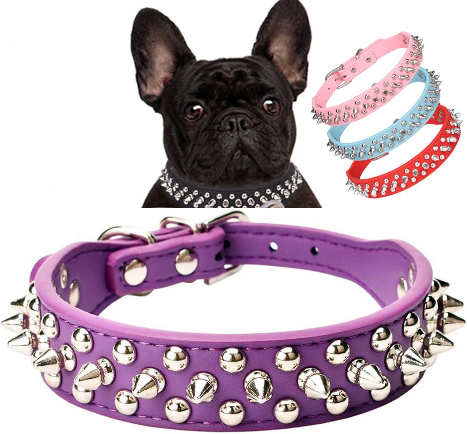 Amazon.com : Serijoars Spiked Dog Collar Soft Pu Leather Mushrooms ...