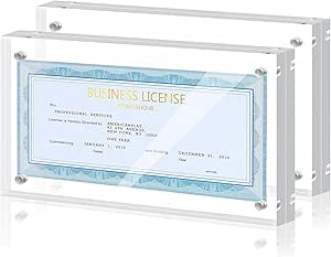 Amazon.com: kuchisity 2 Pack Acrylic Business License Frame, 4x10 ...