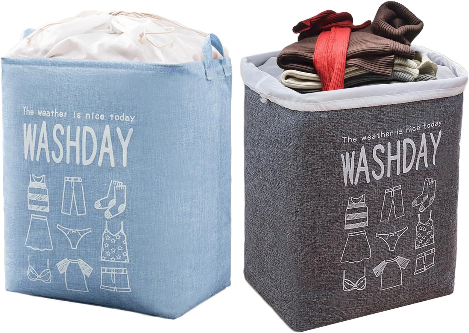 2PCS Cesto ropa sucia, 135L cesto plegable para ropa sucia, bolsa de ...