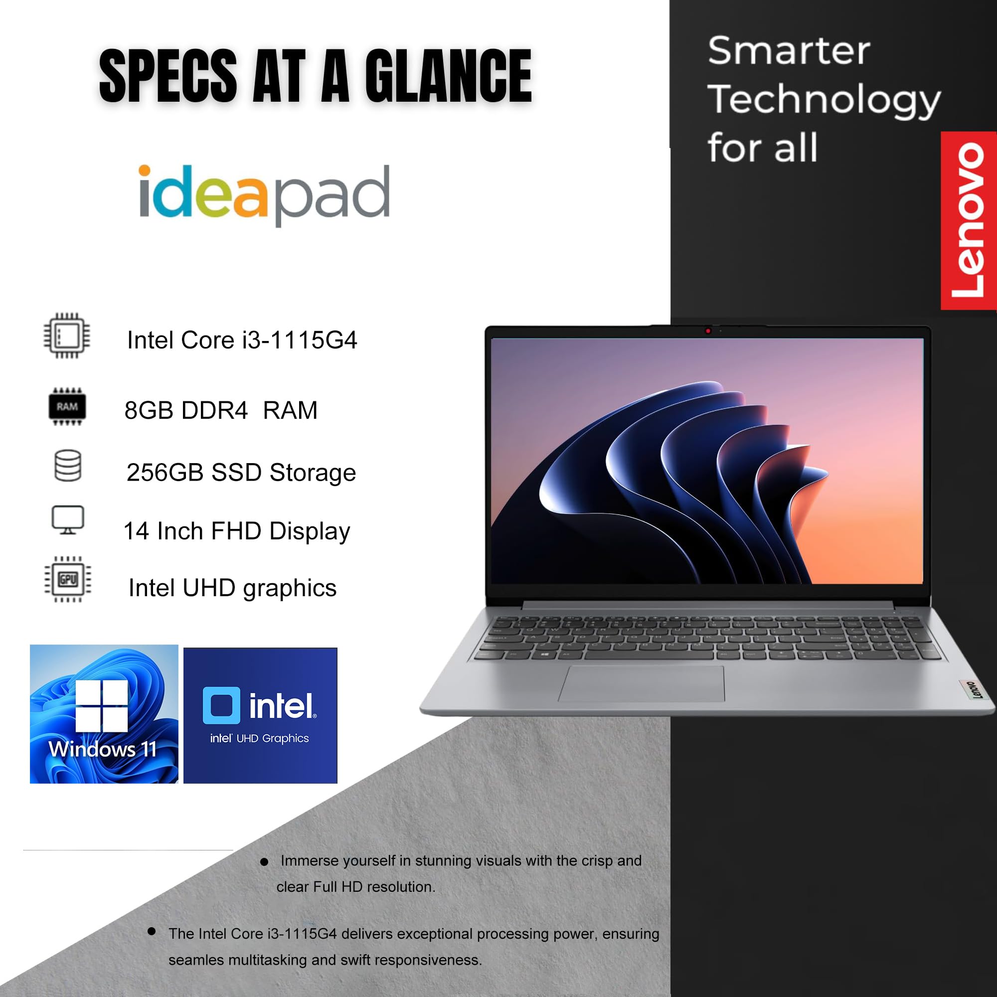 Snapklik.com : IdeaPad 3i Laptop For College Students, 14 Inch FHD ...