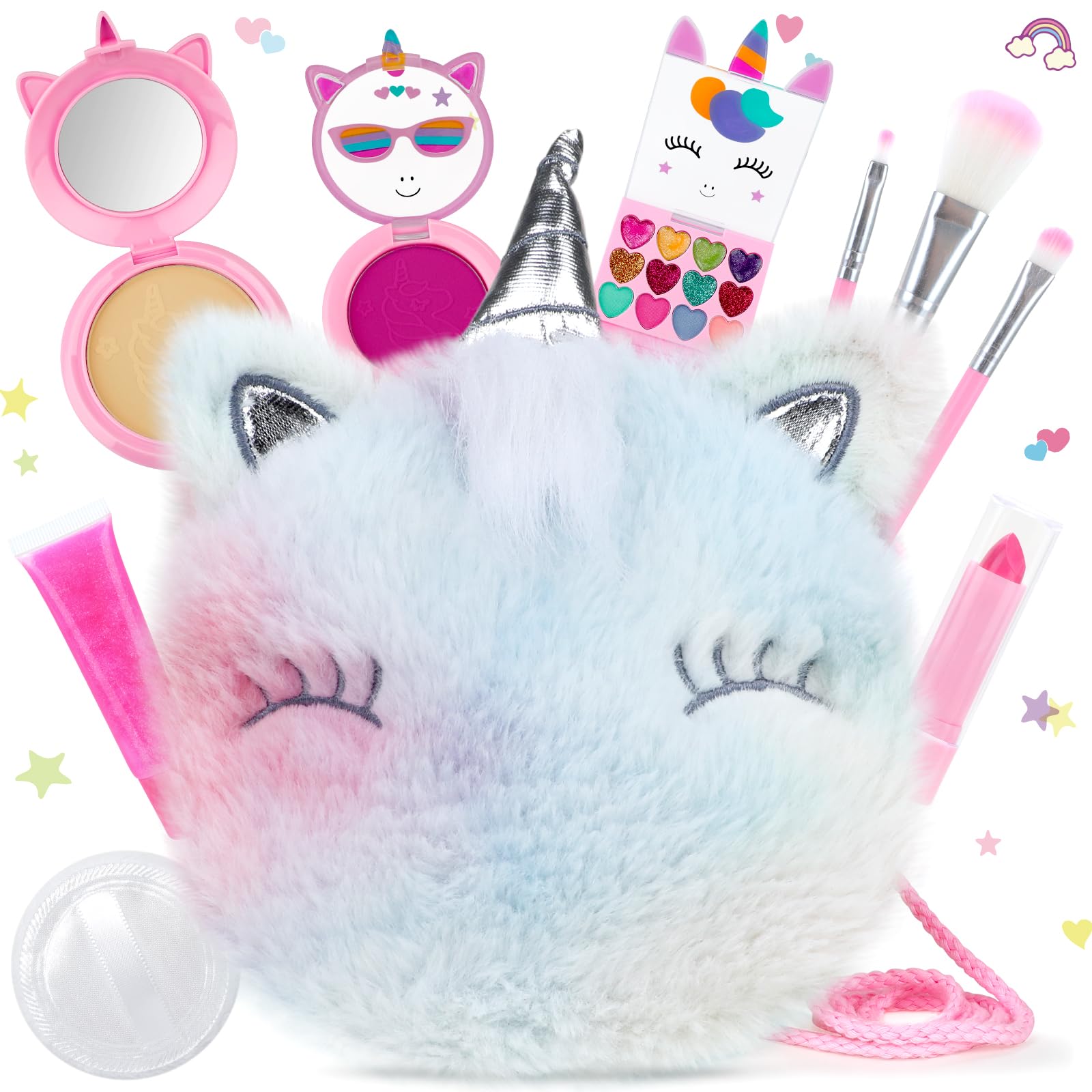 Amazon.com: PERRYHOME Unicorn Cute Kids Makeup Set Washable Makeup Kit ...