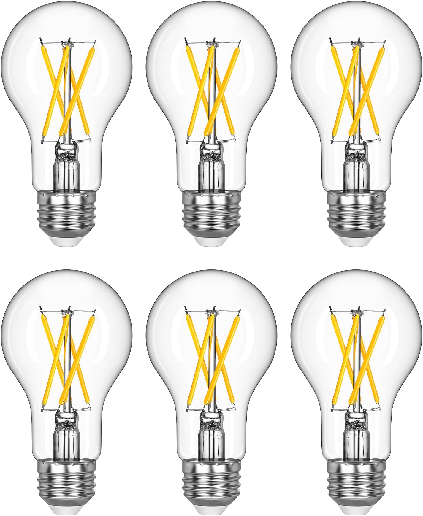 EDISHINE 6 Pack LED Edison Bulbs, A19 Dimmable LED Light Bulb, 800LM ...