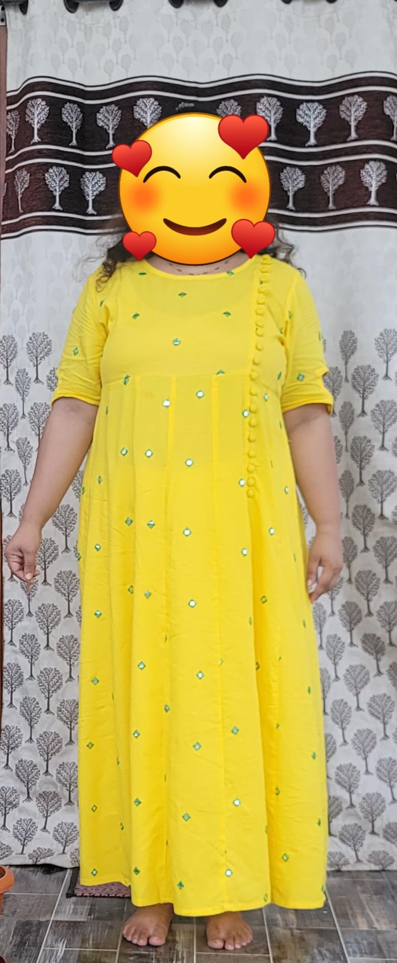 Arayna Women's Ankle Length anarkali Dress (AR 08 S_Yellow_S) : Amazon ...