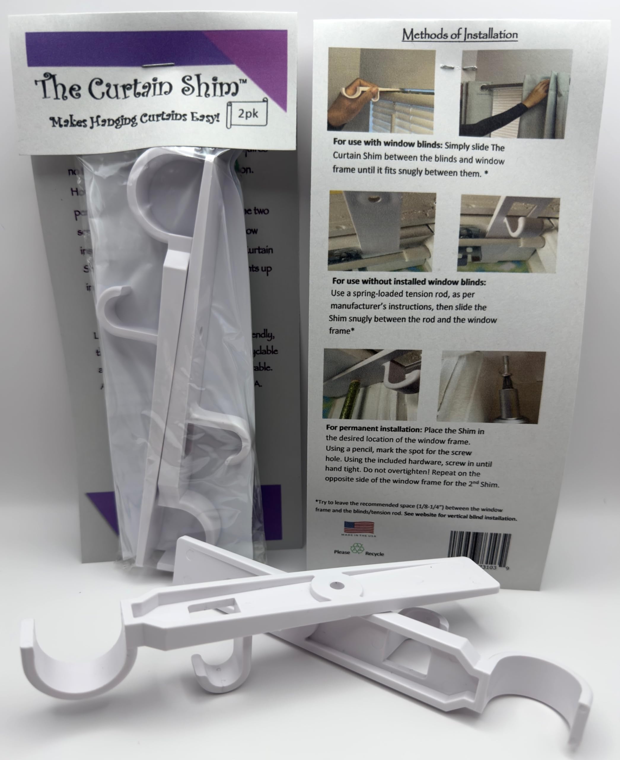 Amazon.com: The Curtain Shim - Makes Hanging Curtains Easy! (2 per pk ...
