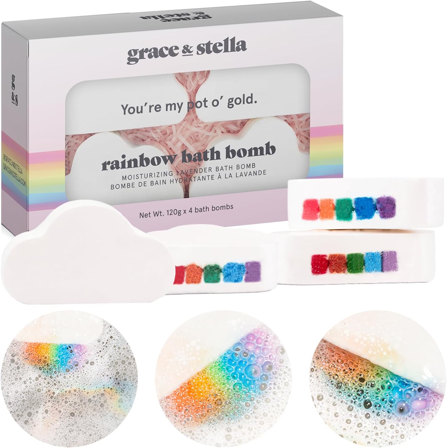 Amazon.com: Grace & Stella Rainbow Bath Bombs for Kids Girls (4-Pack ...