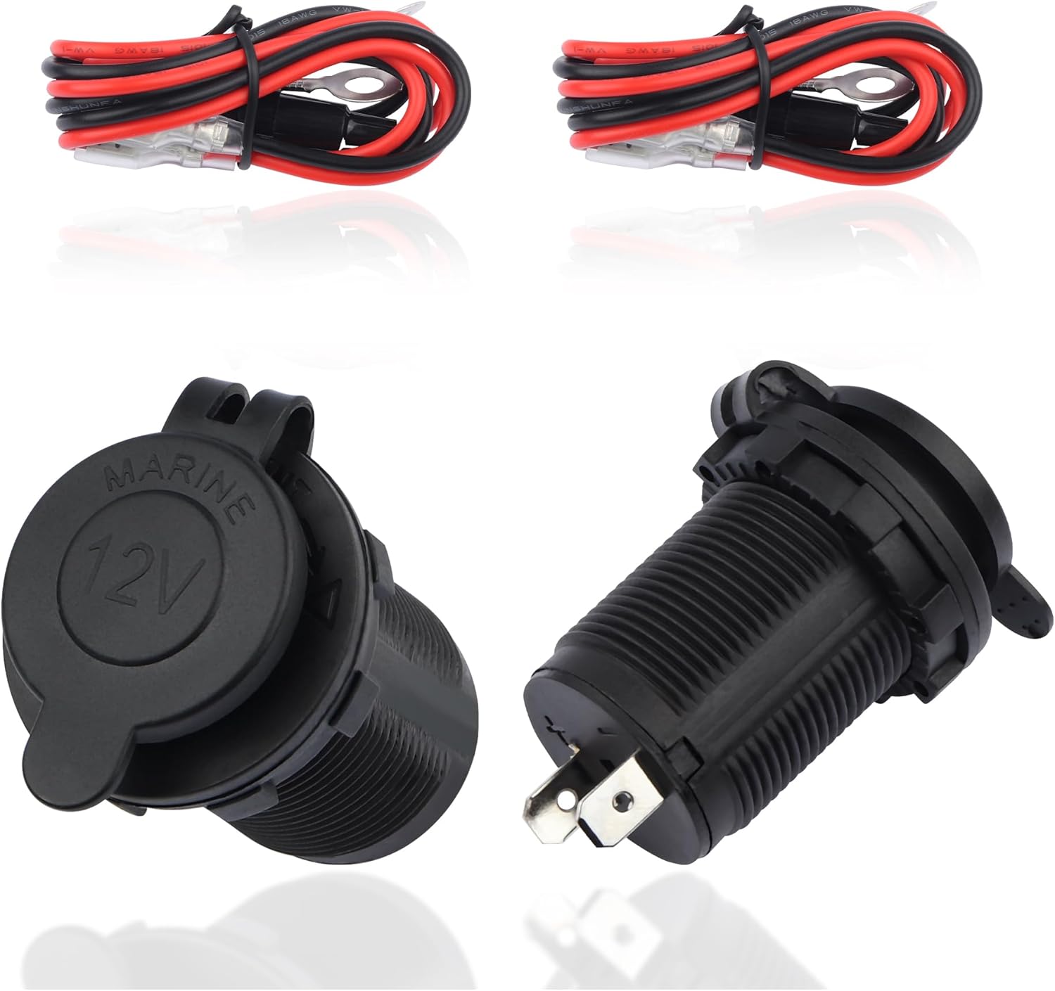 Amazon.com: 2PCS 12V Cigarette Lighter Socket with 3.28Ft Copper Wire ...