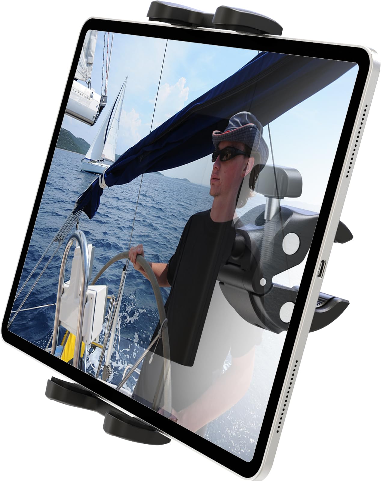 Amazon.com: Wukanleng Tablet Holder for Boat Helm Bar Post Rod, 360 ...