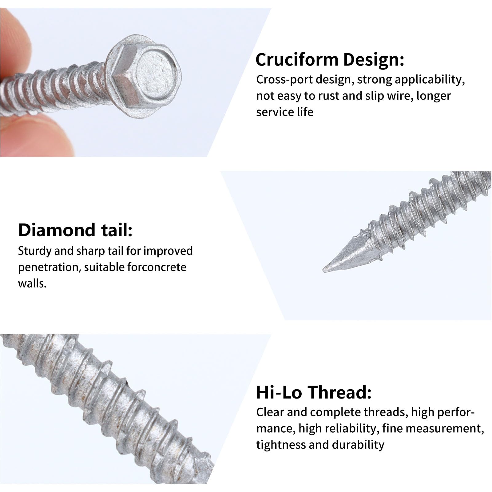 Snapklik.com : Bobibbi 1/4 X 1-3/4" 410 Stainless Steel Hex Head Tapcon ...