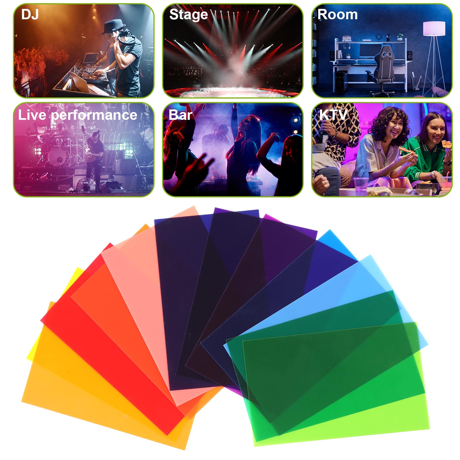 Colour Films Gel, Pack Of 12 Colour Filters Film Transparent Coloured ...