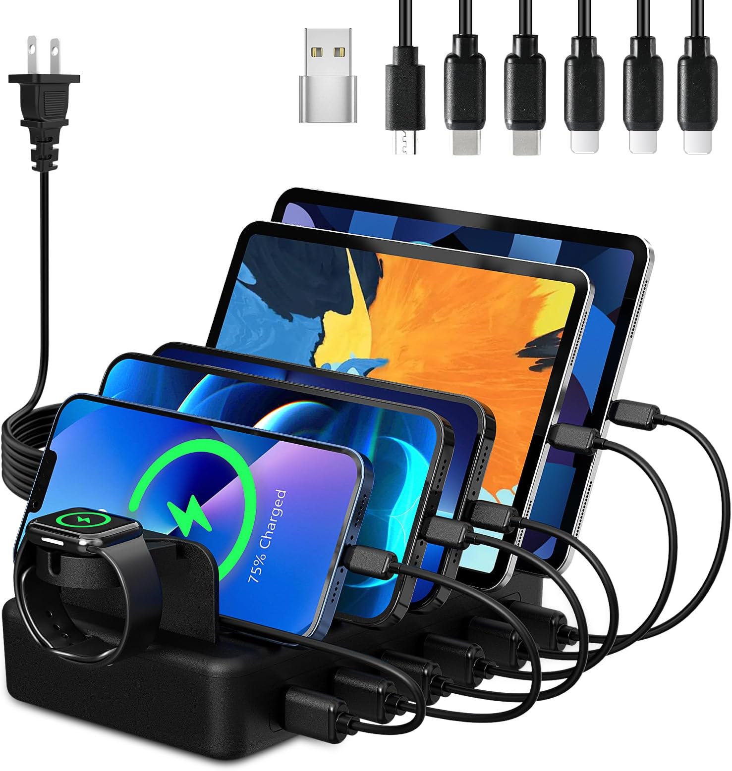 Amazon.com: Honcila Charging Station for Multiple Devices, 6 in 1 ...