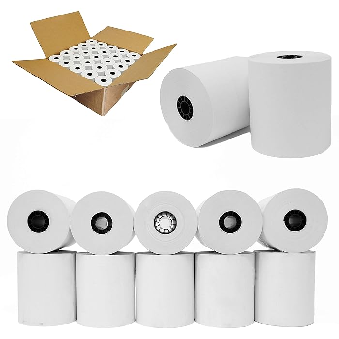 Buy (50 Rolls) 3" x 165' 1-Ply Bond Receipt Paper POS Cash Register ...