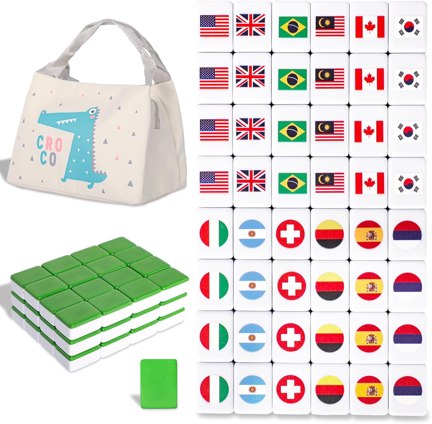 Amazon.com: GRACIAS 2 Players Mahjong Block Set, Mahjong Tile Game with ...