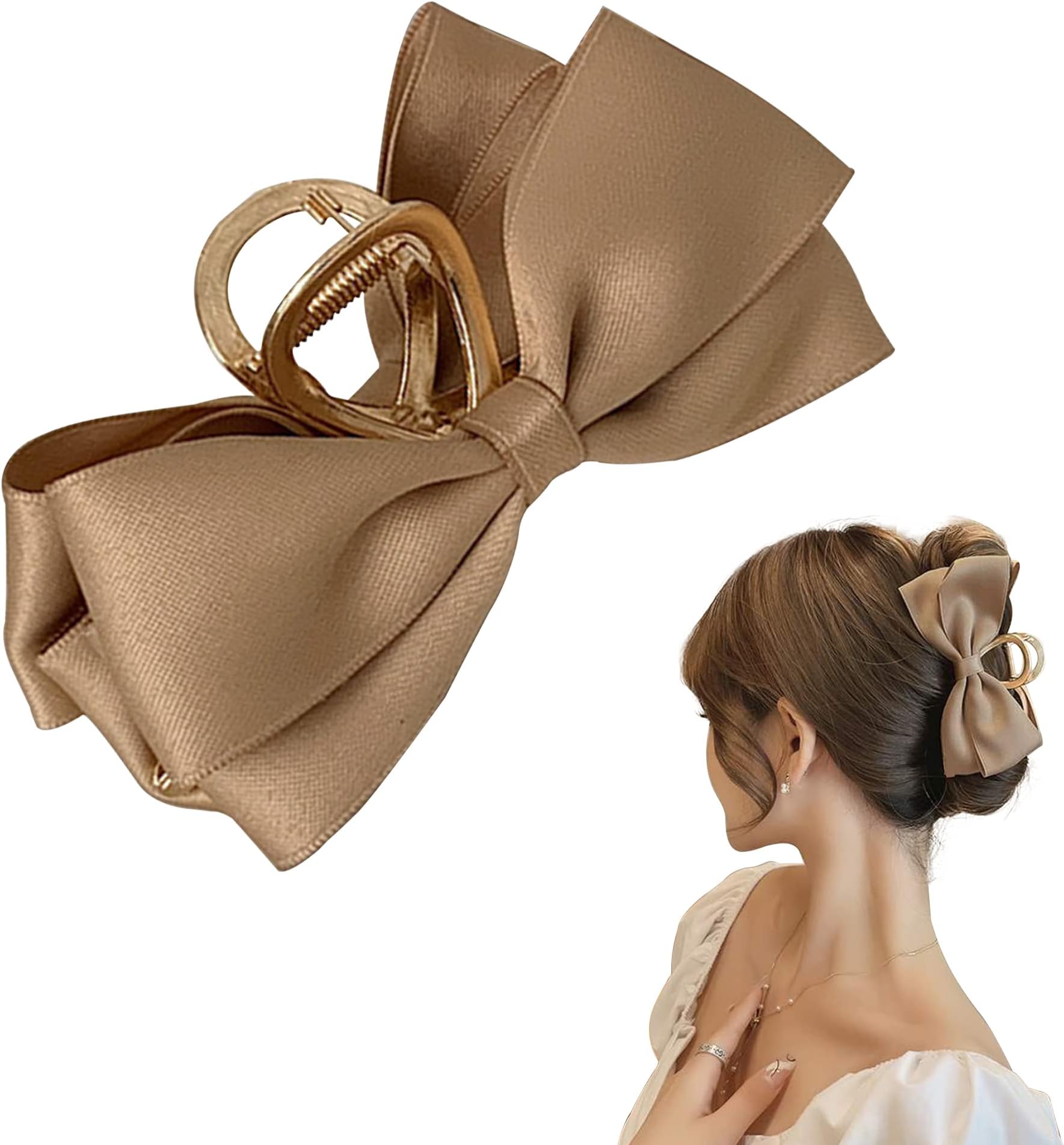 Amazon.com : Wiwpar Large Chiffon Fabric Ribbon Bow Hair Clip, 16cm/6 ...