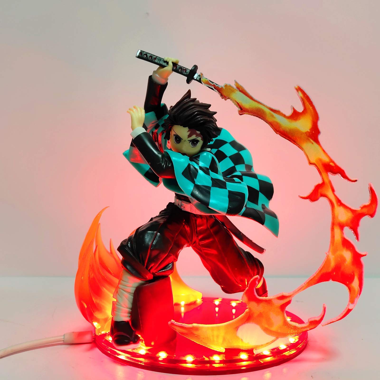 Buy 15cm Demon Slayer Tanjirou Fire Blade Scene Effect PVC Action ...