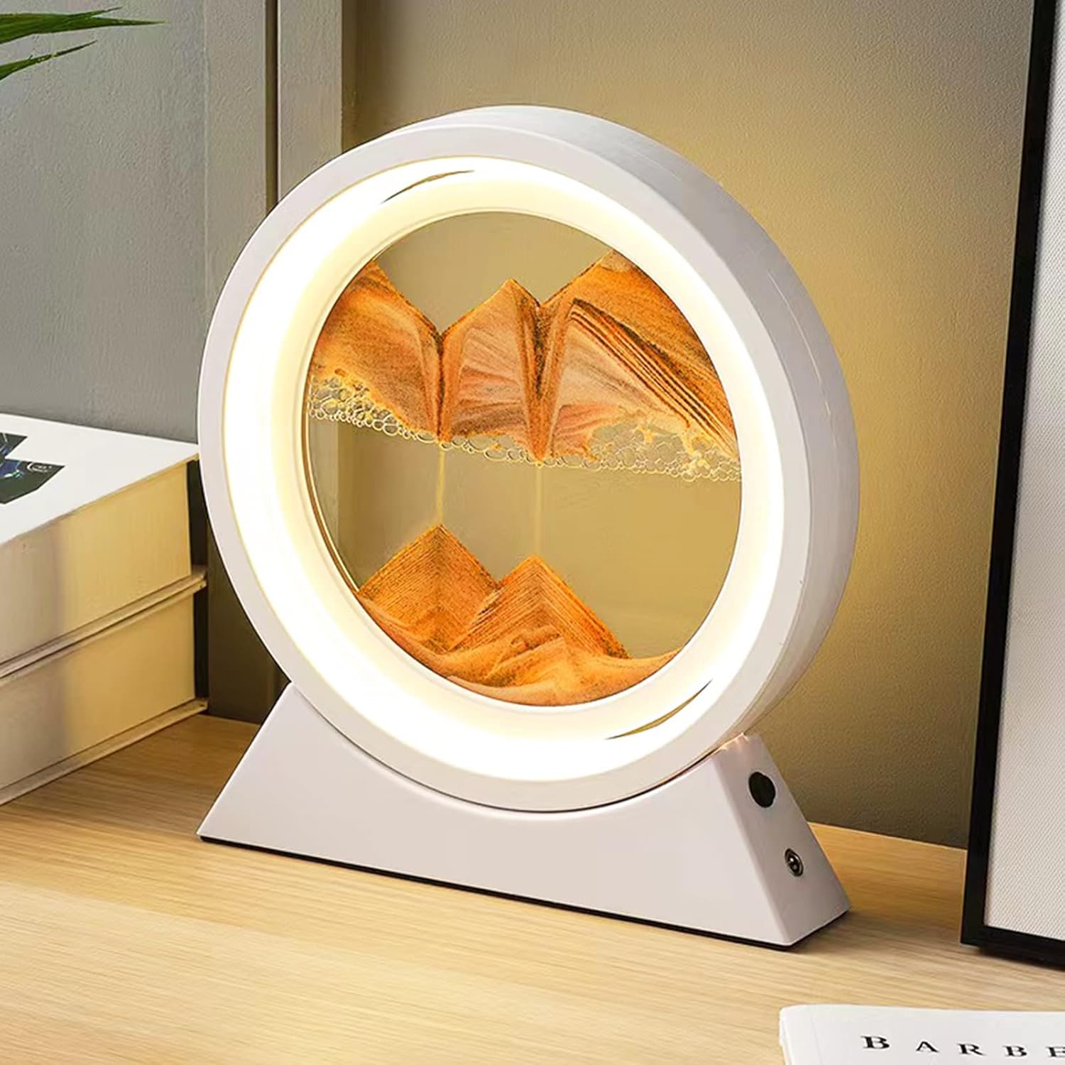 Yevheniy Moving Sand Art Desk Lamp, 360° Rotating Hourglass Deep Sea ...