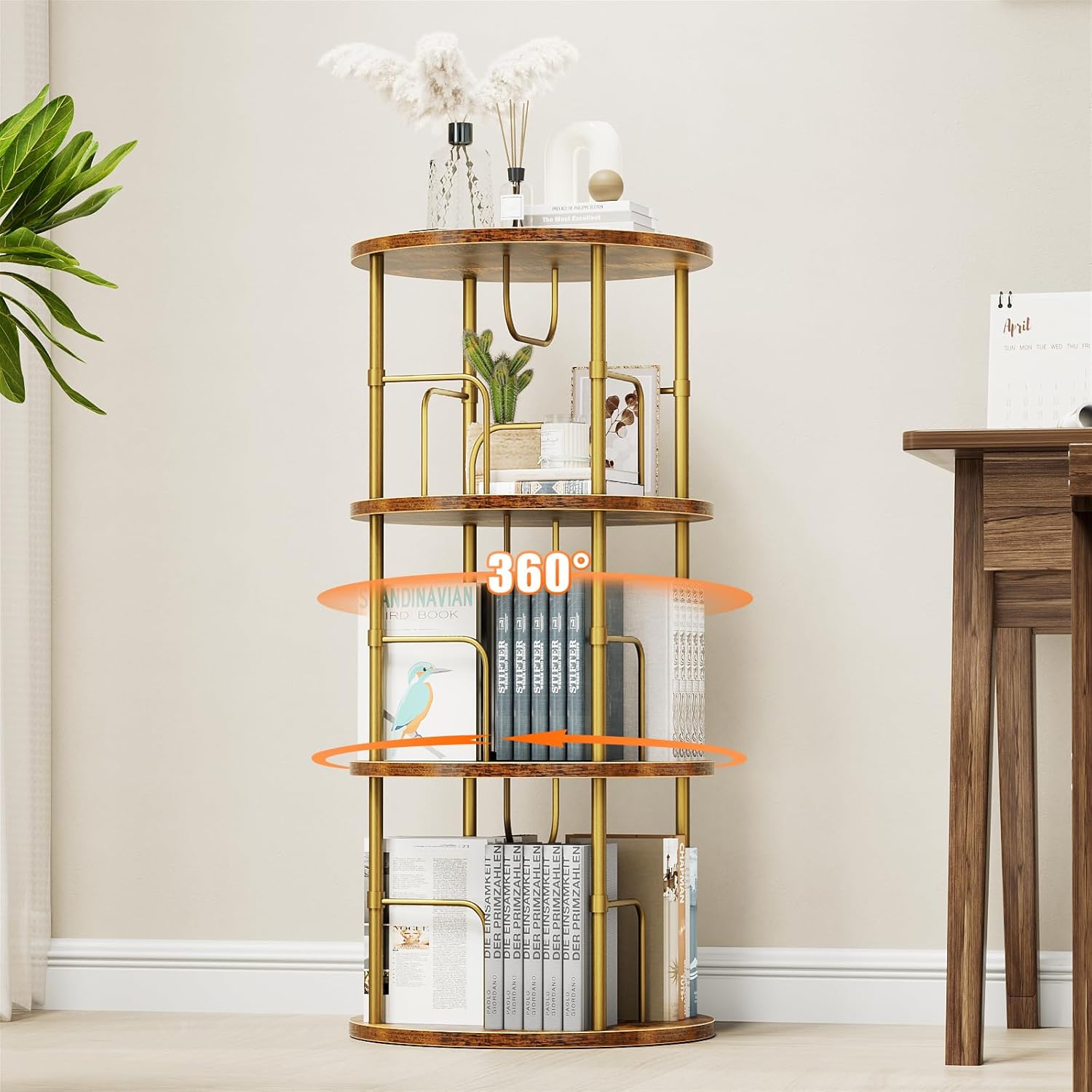 Amazon.com: Rotating Bookshelf, 3 Tier Round Revolving Bookcase with ...